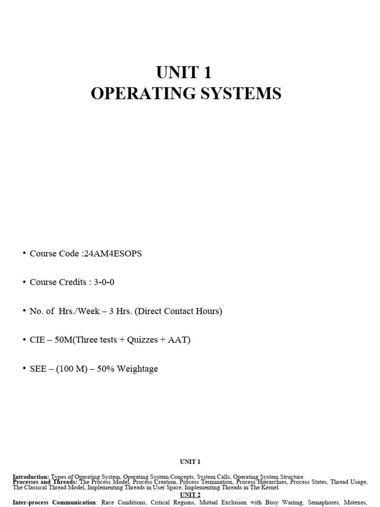 UNIT1_OPS | Download Free PDF | Operating System | Thread (Computing)