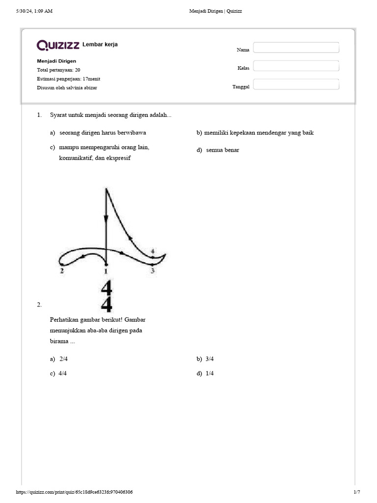 Menjadi Dirigen - Quizizz | PDF
