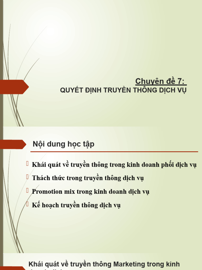Chuyên Đề 7 Quyet Dinh Ve Truyen Thong Dich Vu | PDF
