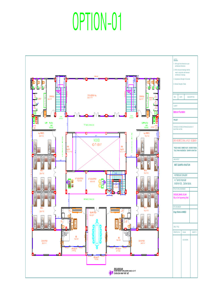Orphanage Building 3RD Floor, Option-01 | PDF | Civil Engineering ...