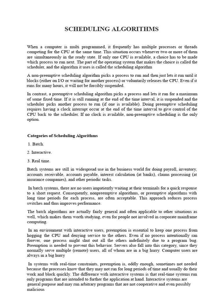 Scheduling Algorithms Part1 Pdf Scheduling Computing Process Computing