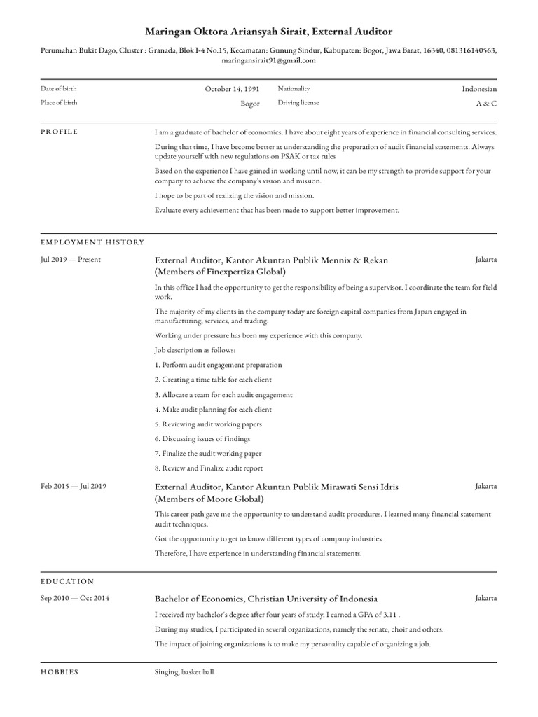 CV. Maringan Oktora Ariansyah Sirait | PDF | Audit | Business