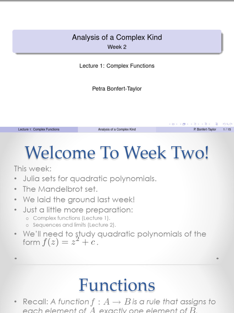 Week 2 Lecture 1 | PDF | Function (Mathematics) | Complex Analysis Week 2 Lecture 1 | PDF | Function (Mathematics) | Complex Analysis