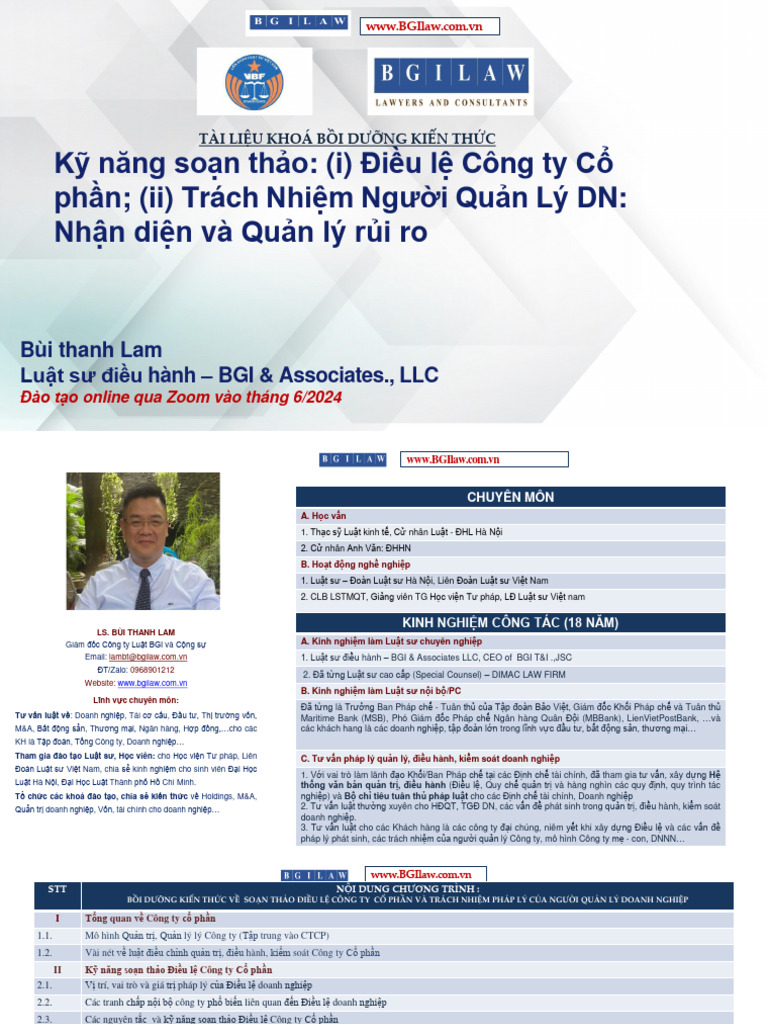 VPF - Ky Nang Soan Thao Dieu Le - Trach Nhiem NQL DN | PDF