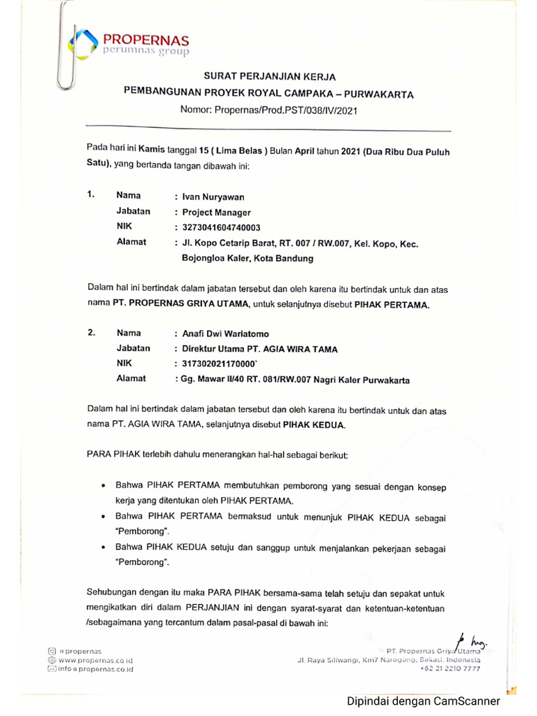 SPK Perum Purwkarta An PT Agia | PDF