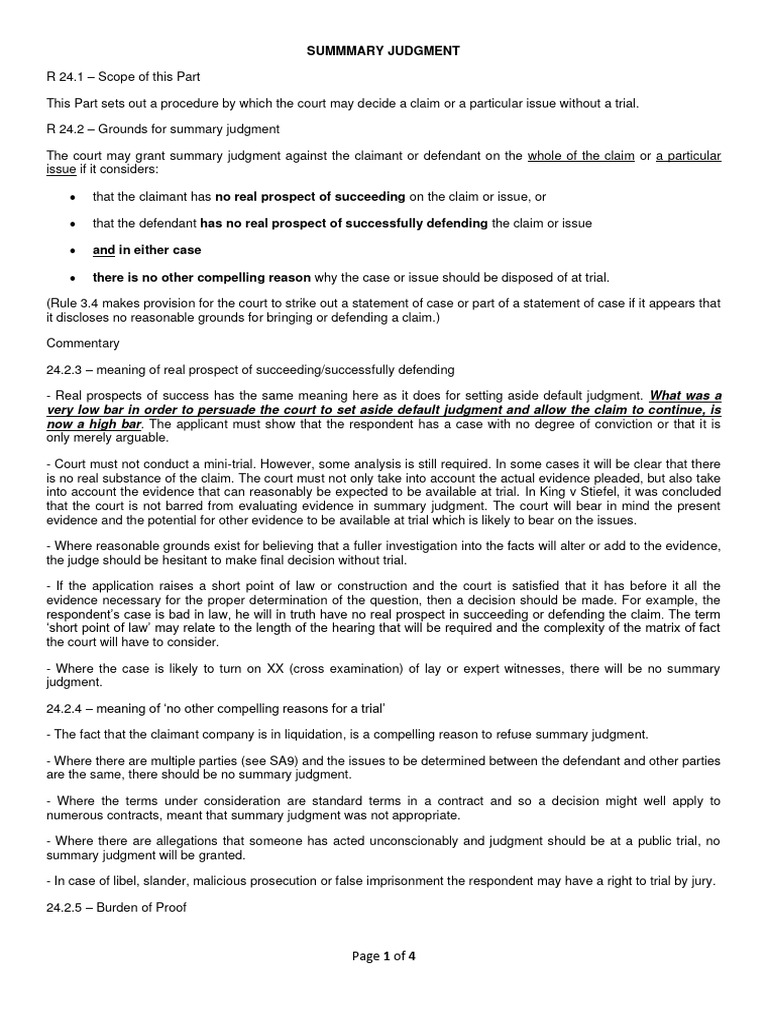 Summary Judgment Procedure Explained | PDF | Summary Judgment ...