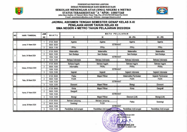 Jadwal Mid Semester Genap 2023 2024 Pdf