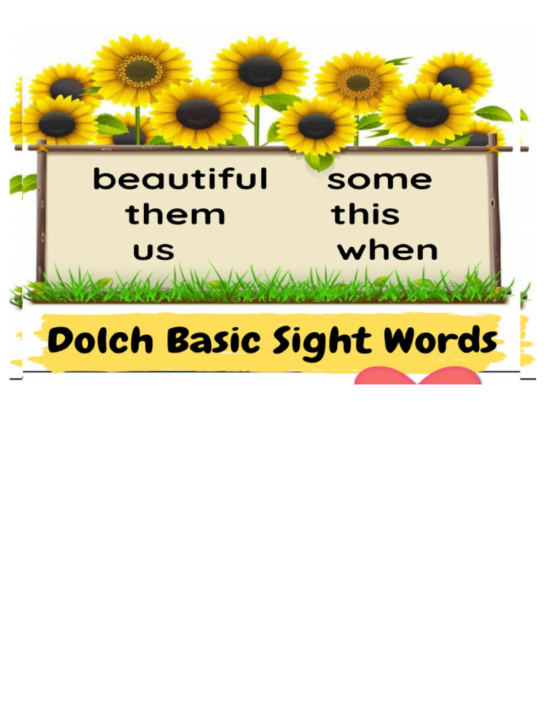 Sunflower Dolch Sight Words | PDF