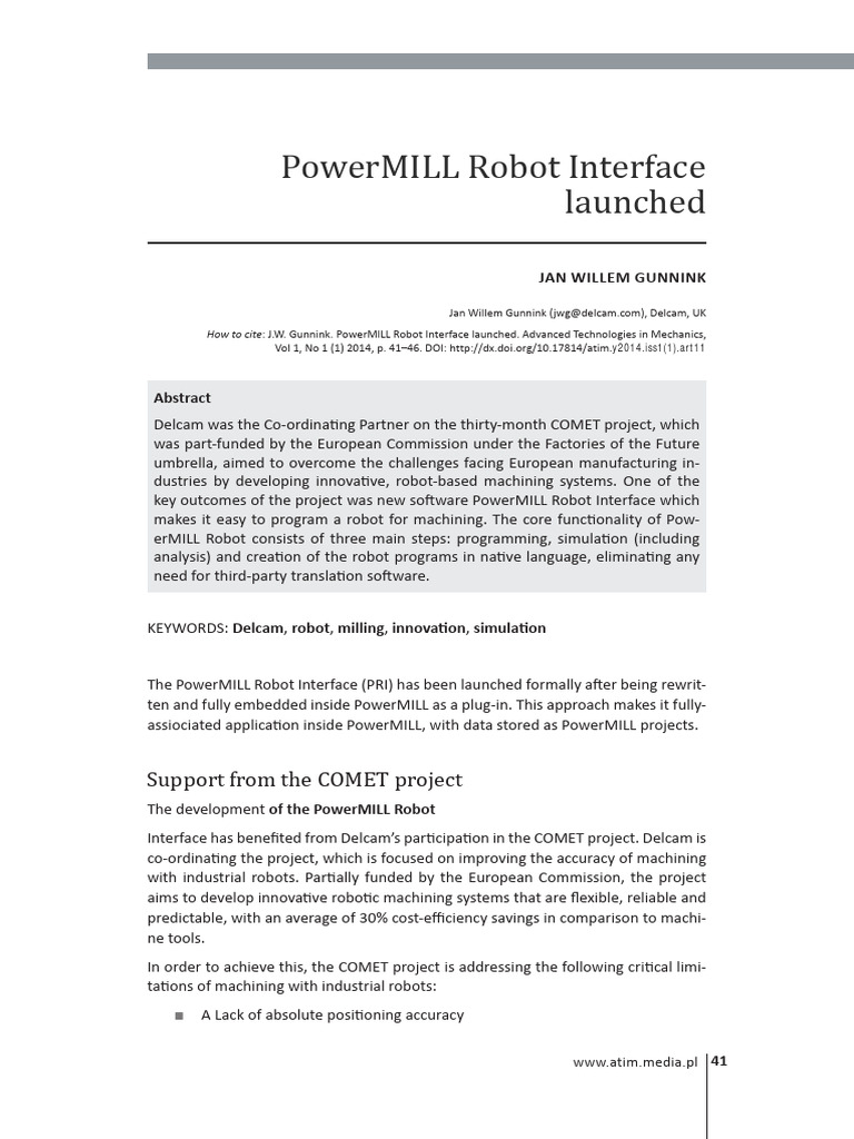PowerMILL Robot Interface Launched | PDF | Robot | Robotics