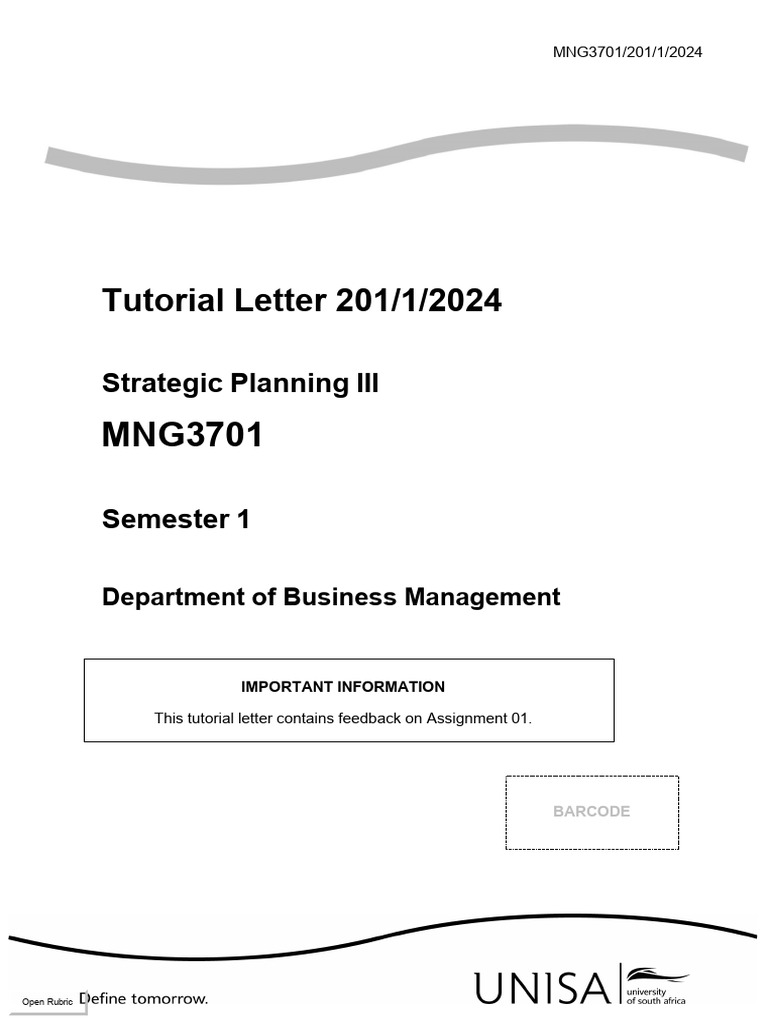 MNG3701 Assignment 01 Feedback | PDF | Goal | Sustainability