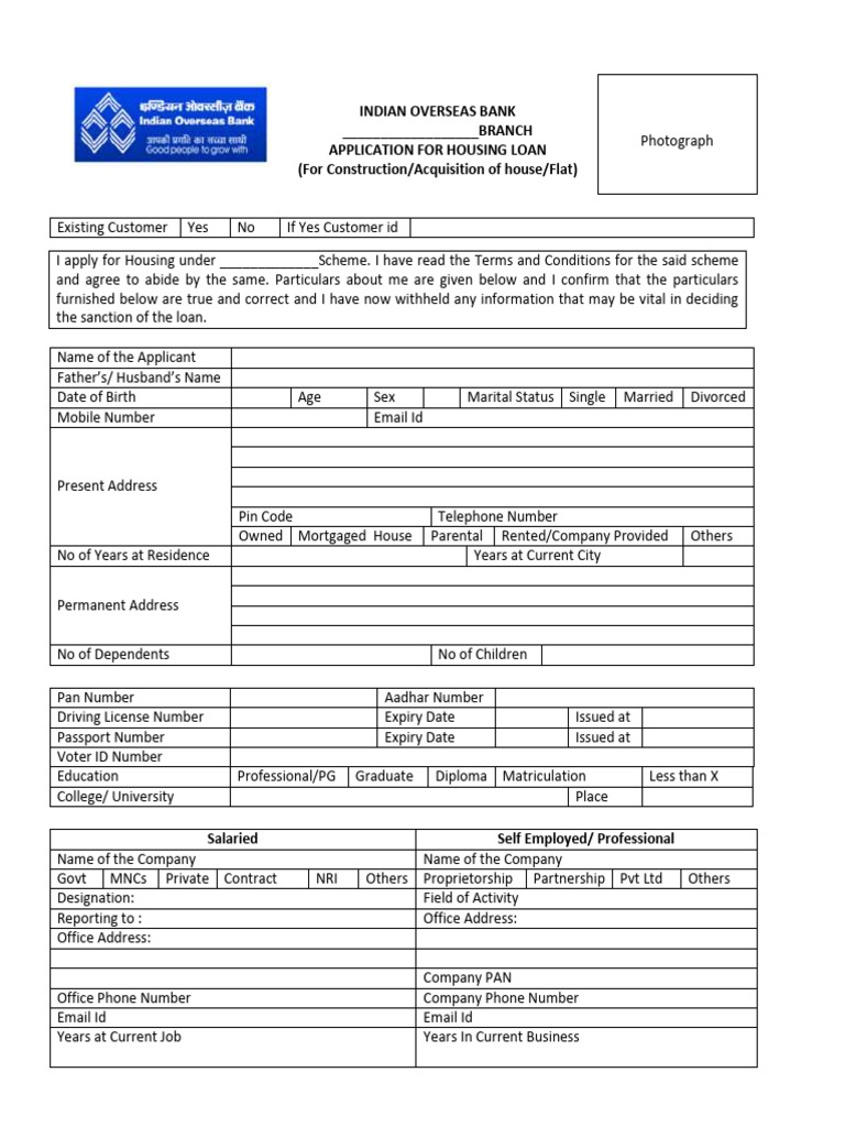 Housing Loan Application Form | PDF | Loans | Real Estate Appraisal