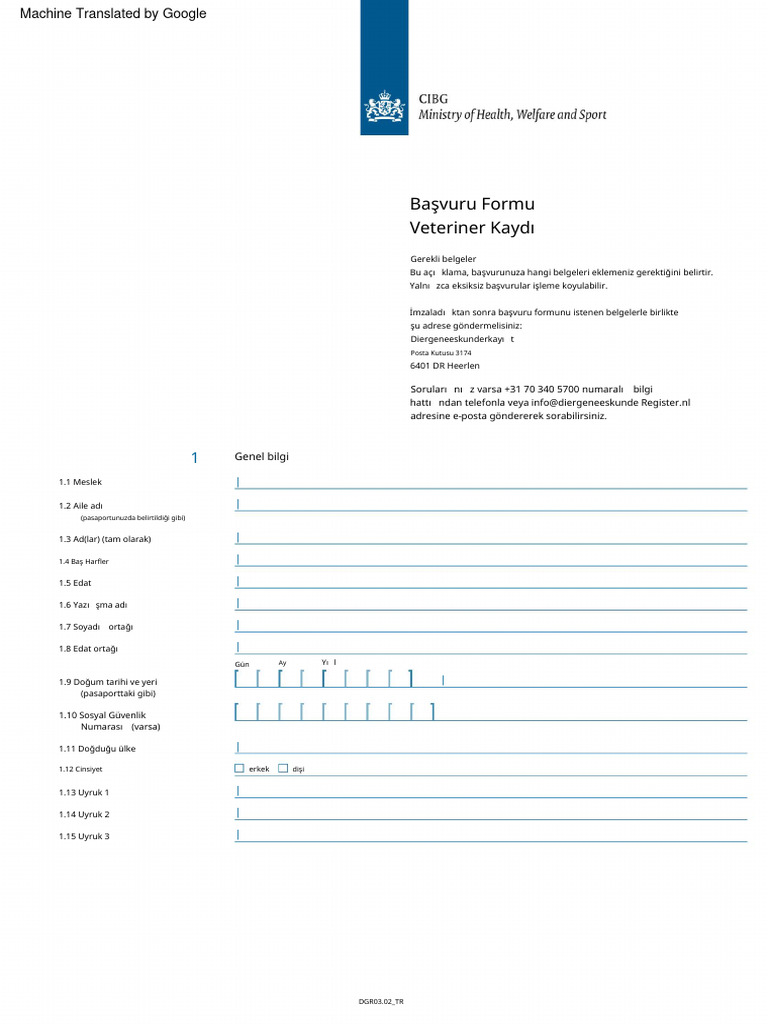 Application+Form+Veterinary+Register+ (DGR03.02 EN) | PDF