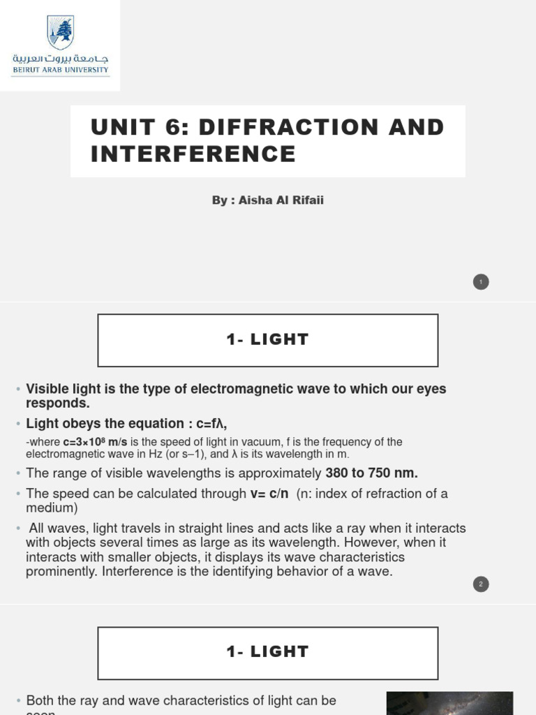 Light Diffraction and Interference Explained | PDF | Diffraction ...