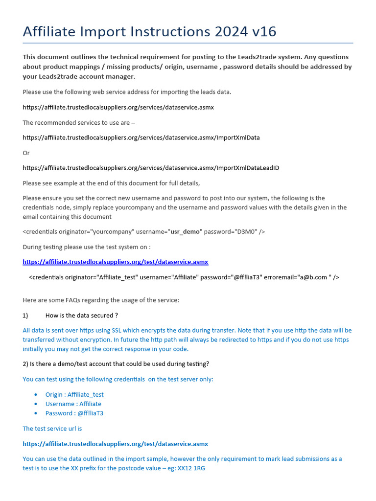Affiliate Import Instructions 2024V16 | PDF | Xml | Computing