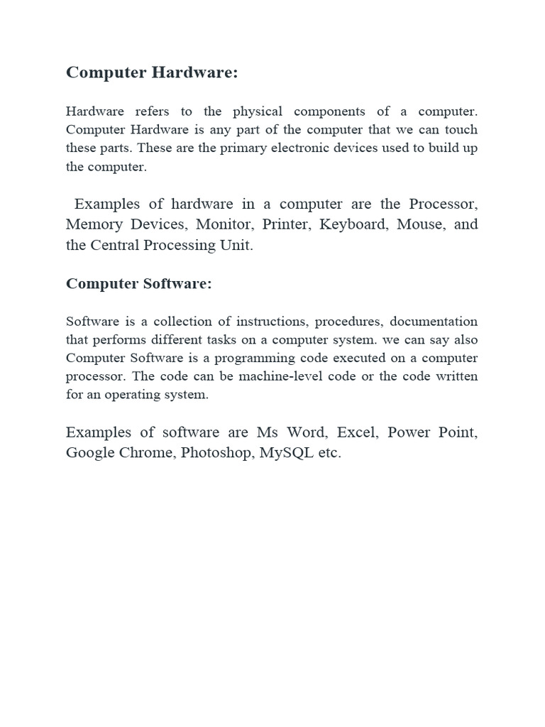 Computer Hardware and Software Topic 3 | PDF