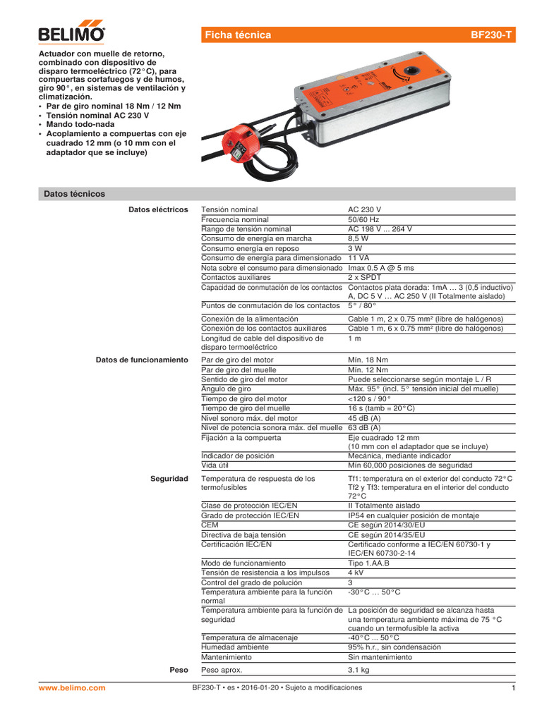 Belimo BF230 T | PDF | Cantidades fisicas | Bienes manufacturados