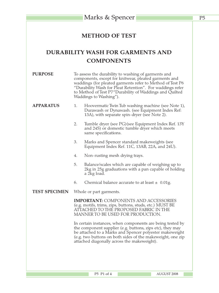 P5-Durability Wash For Garments and Components | PDF | Washing Machine