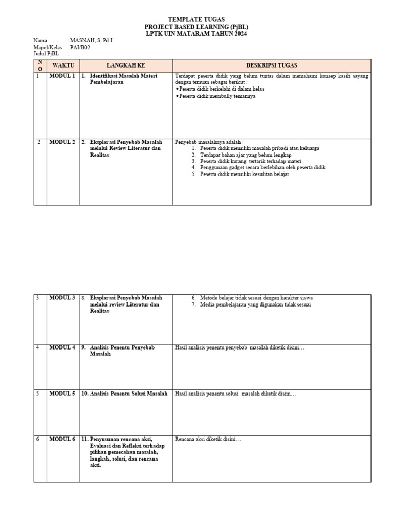 TEMPLATE PJBL 2024 Kolom 2 | PDF | Kesehatan Holistik