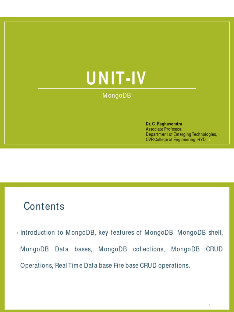 Unit IV | PDF | No Sql | Mongo Db