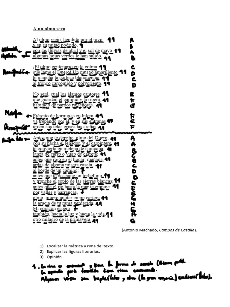 Análisis literario del poema "A un olmo seco" | PDF