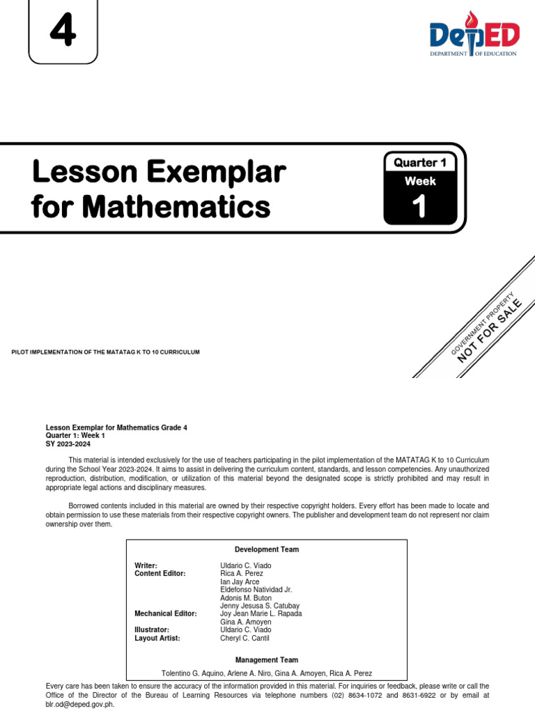 LE Mathematics-4 Q1 Week-1 v.3-FINAL | PDF | Angle | Learning
