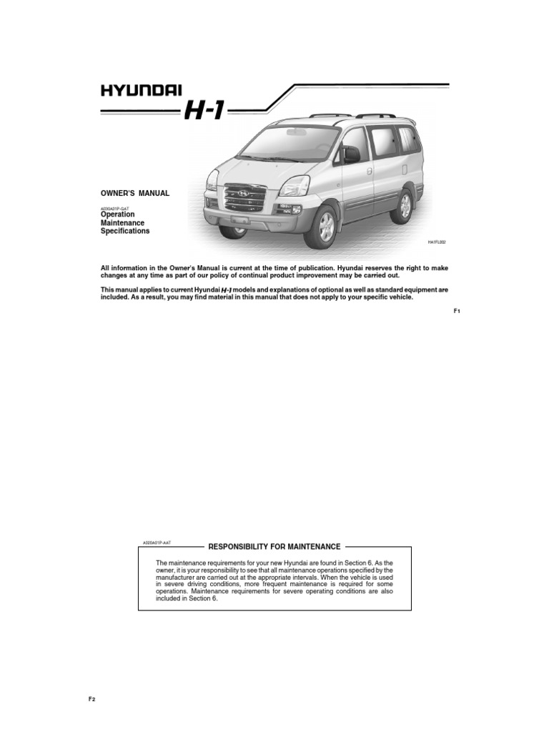 Hyundai H-1 (Grand Starex) 2007 - PDF Owner's Manuals | PDF | Biodiesel ...