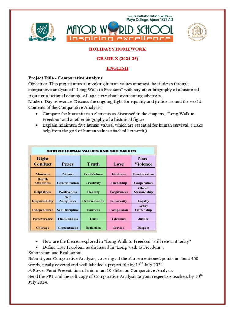Grade X Summer Holiday Homework Session 2024 25 | PDF | Chemical ...