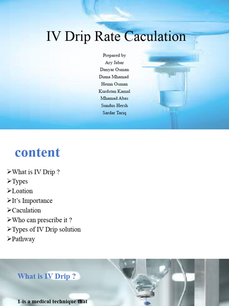 IV Drip Rate Caculation | PDF | Intravenous Therapy | Saline (Medicine)