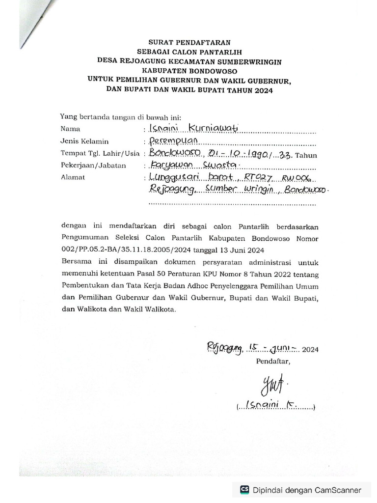 surat pendaftaran | PDF