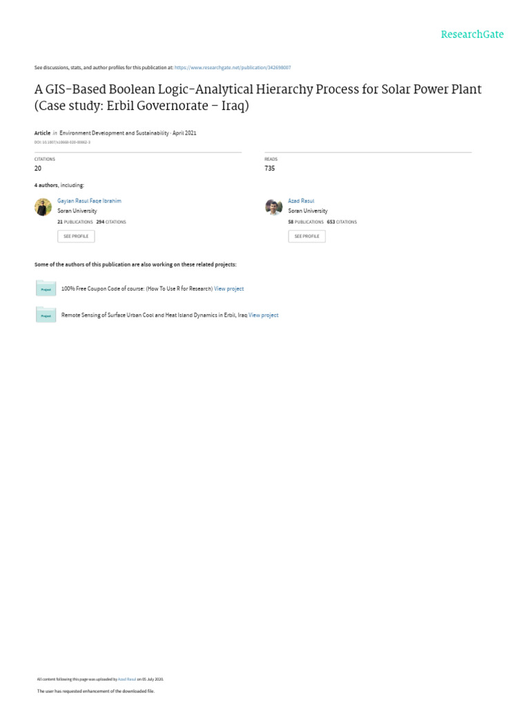 GIS-Based Solar Site Selection in Erbil | PDF | Renewable Energy ...