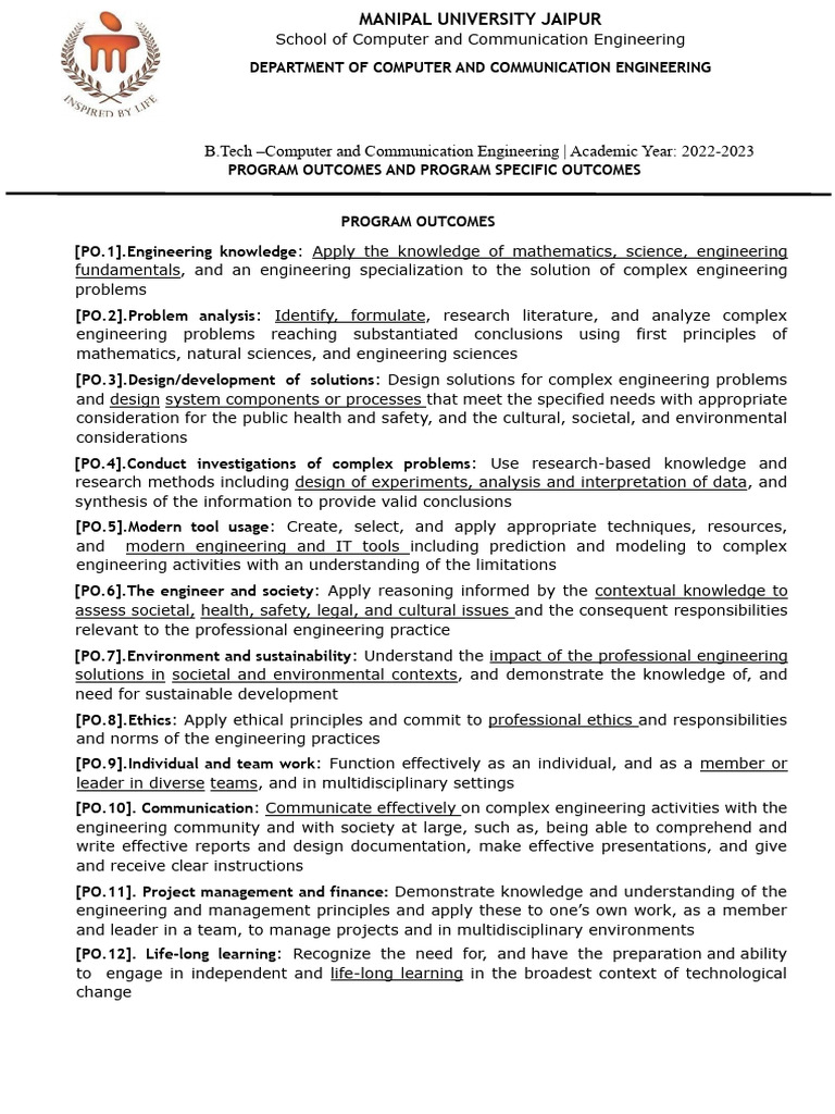 B.Tech Computer Engineering Outcomes | PDF | Engineering | Group ...