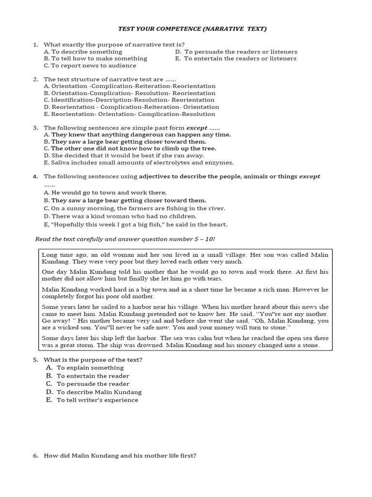Test Your Competence (Narrative) | PDF