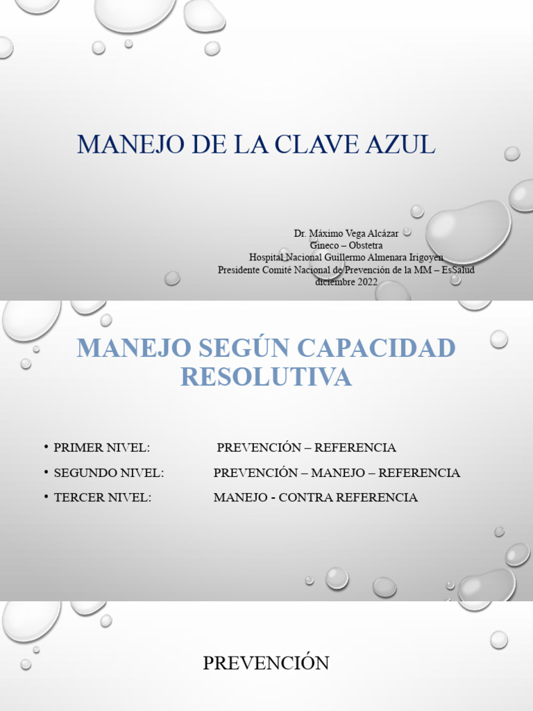 Manejo de La Clave Azul. Ica | PDF | El embarazo | Ciencias de la Salud