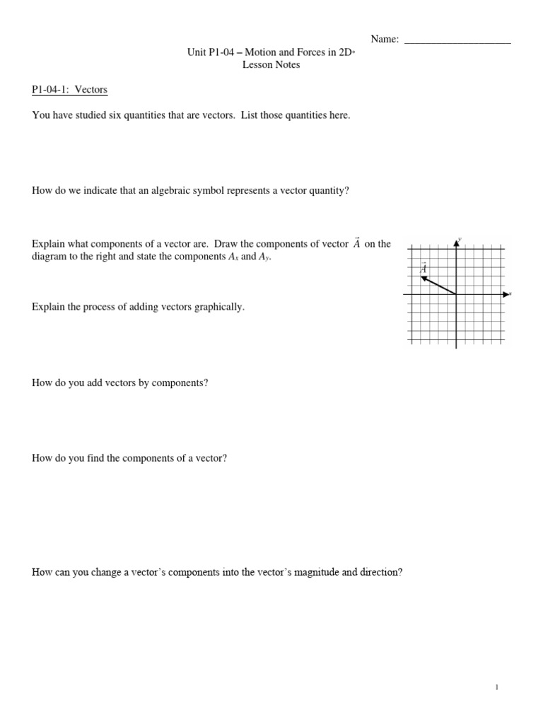 Lesson Notes - Unit P1-04 (Motion and Forces in 2D) 2024 | PDF | Force ...