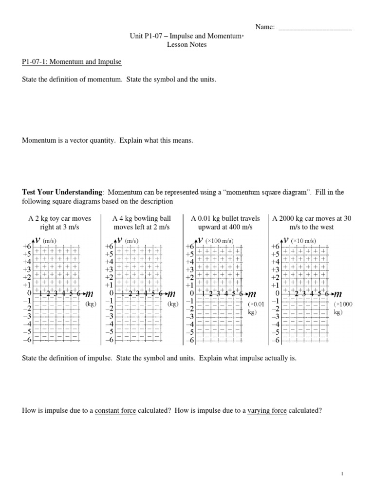 Impulse and Momentum Lesson Notes | PDF | Force | Momentum