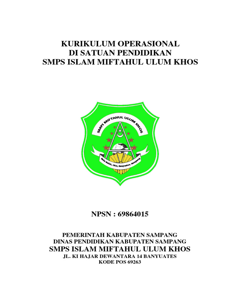 Kurikulum Operasional SMPS Mukhos | PDF | Karier & Perkembangan