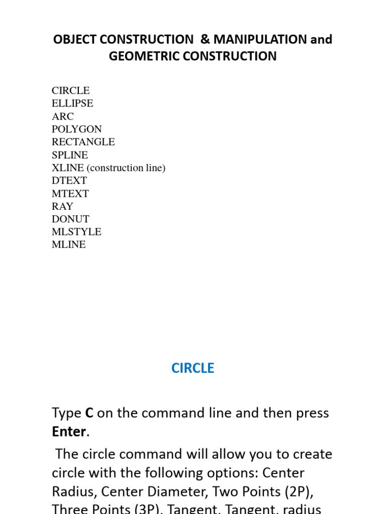 Object Construction 1 | PDF | Circle | Diameter