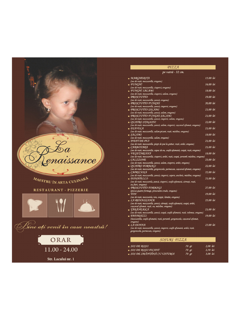 Pizzeria La-Renaissance Timisoara Meniu-Pizzainfo | PDF