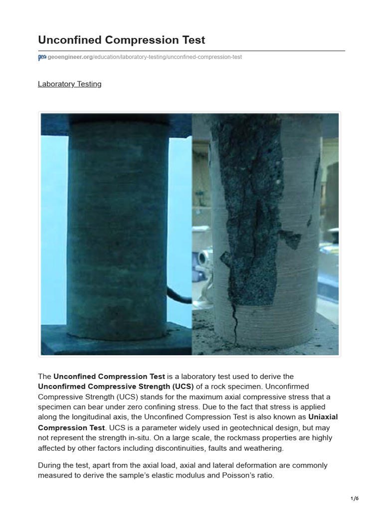 Unconfined Compression Test | Download Free PDF | Deformation ...