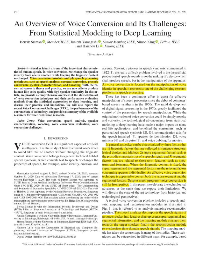 2021 An Overview of Voice Conversion and Its Challenges From ...