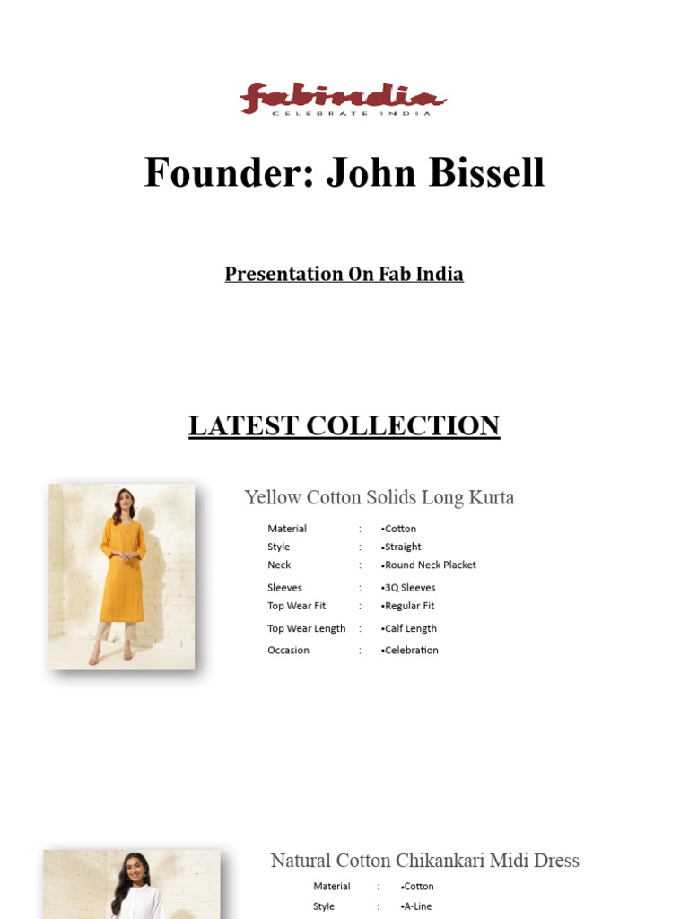 Founder: John Bissell: Presentation On Fab India | PDF | Clothing | Fashion