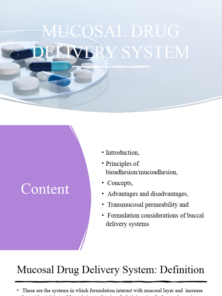 Mucosal Drug Delivery System | PDF | Adhesion | Chemistry