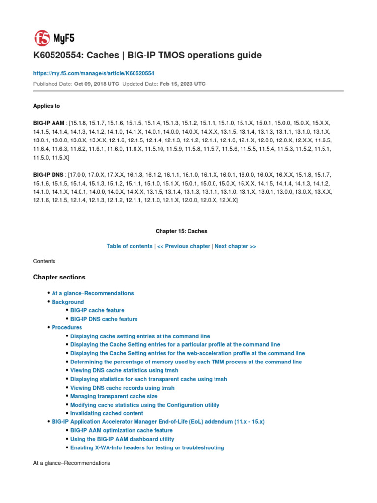 Caches BIG-IP TMOS Operations Guide | PDF | Cache (Computing) | Information Technology