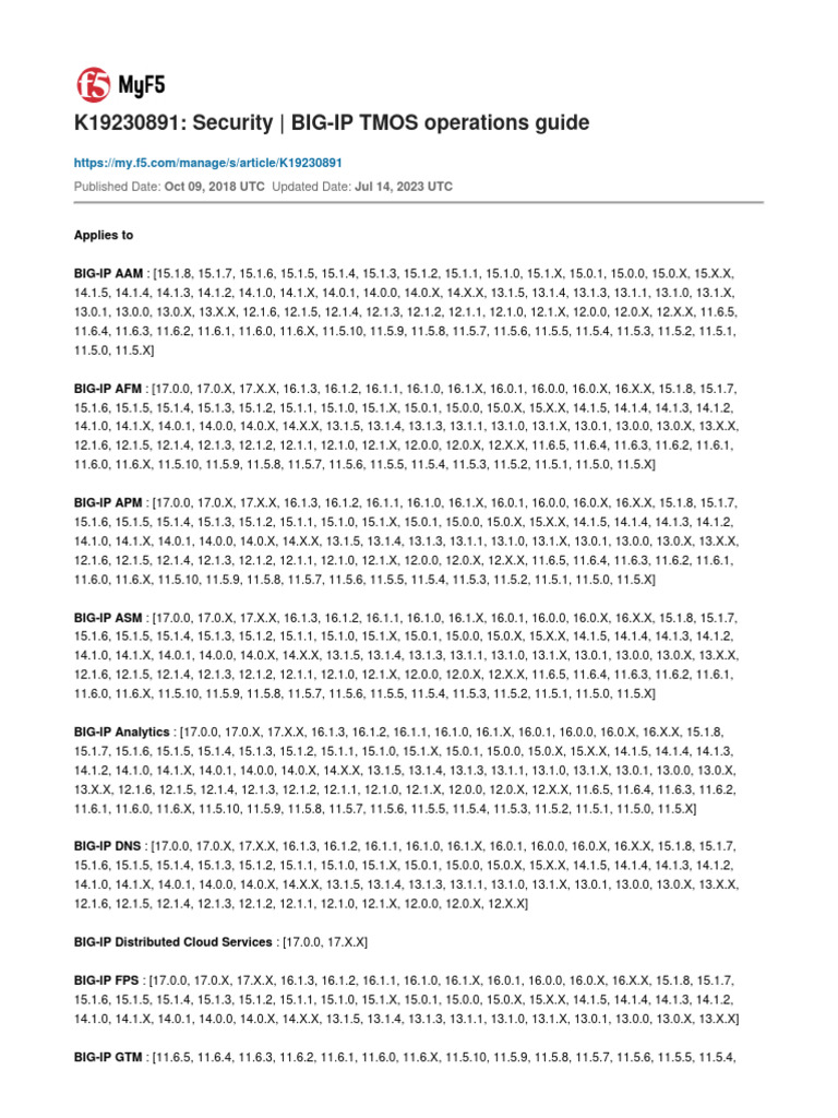 Security BIG-IP TMOS Operations Guide | PDF | Denial Of Service Attack ...