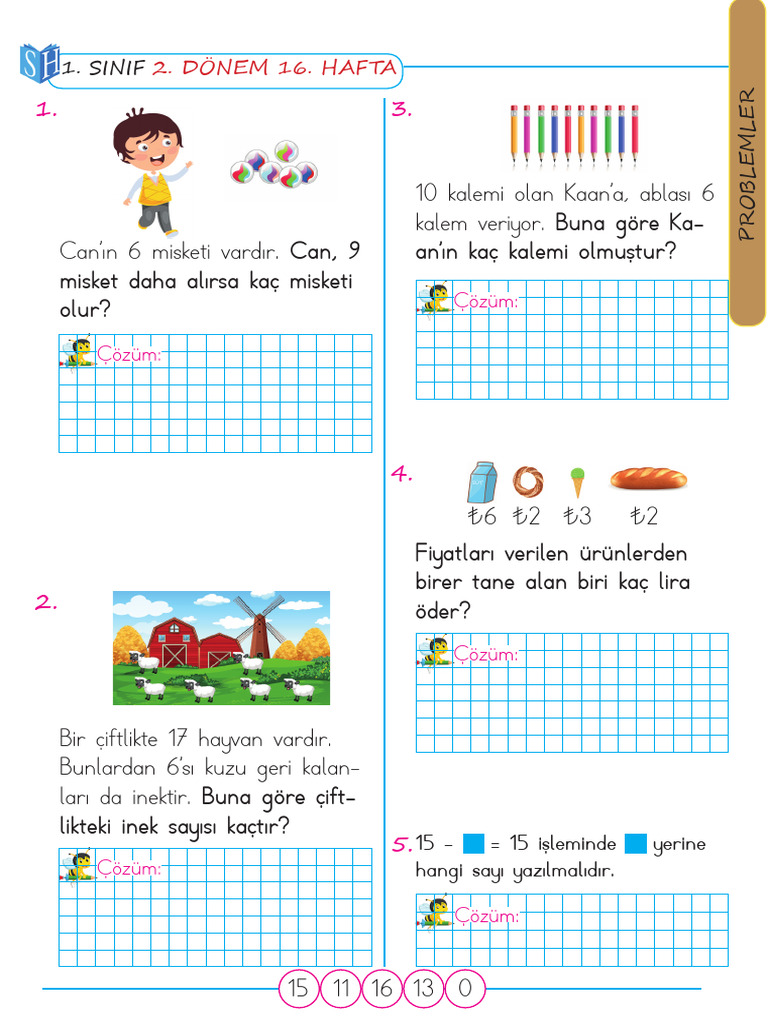 Sinif Haftalik Problemler 2. Donem 16. Hafta | PDF