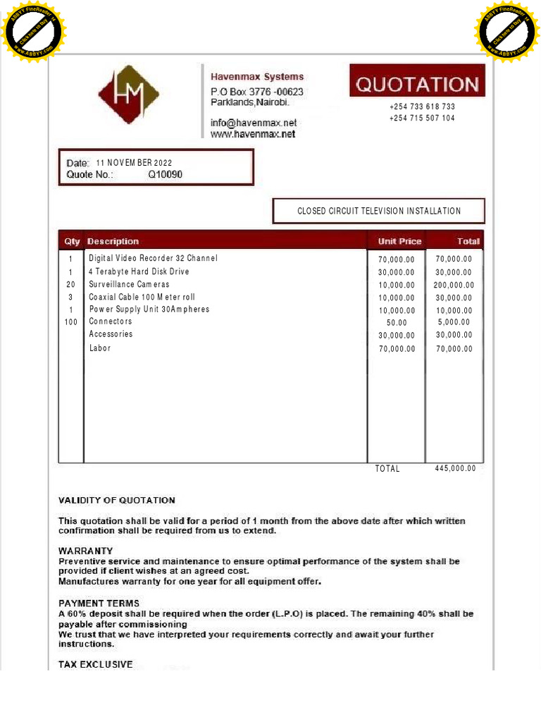 Quote | PDF | Telecommunications | Computer Hardware
