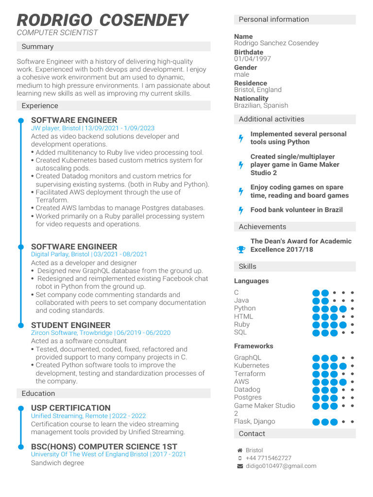 Brazil CV | PDF | Python (Programming Language) | Ruby (Programming Language)