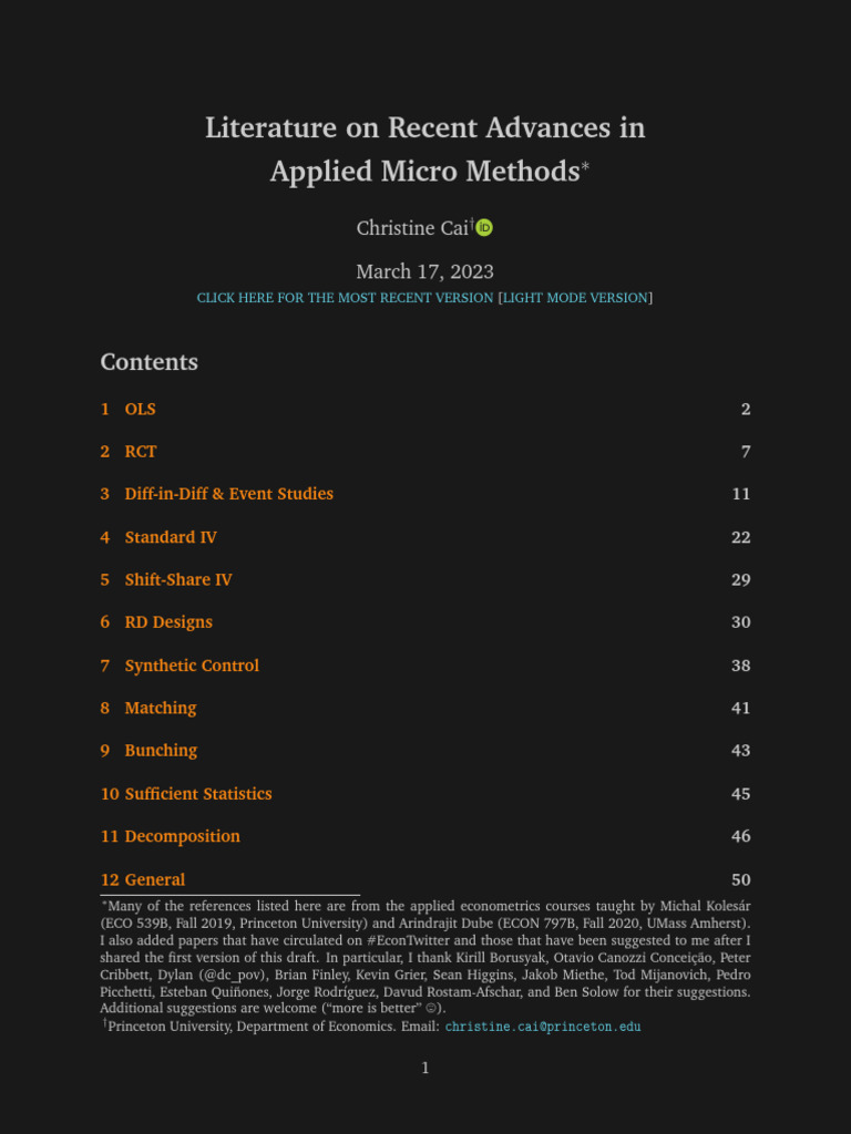 Applied Micro Methods Dark Mode | PDF | Resampling (Statistics) | Regression Analysis