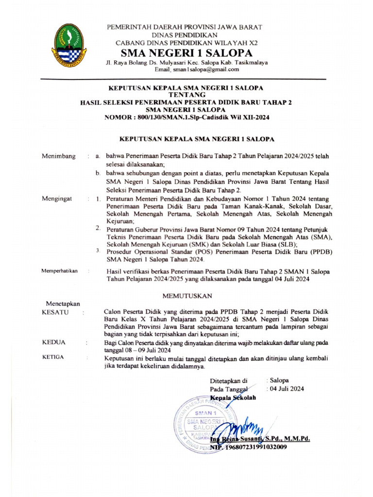 SK PPDB TAHAP 2 SMAN 1 SALOPA | PDF SK PPDB TAHAP 2 SMAN 1 SALOPA | PDF