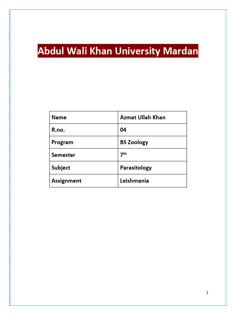 Parasitology Assignment Pdf Leishmania Immunology